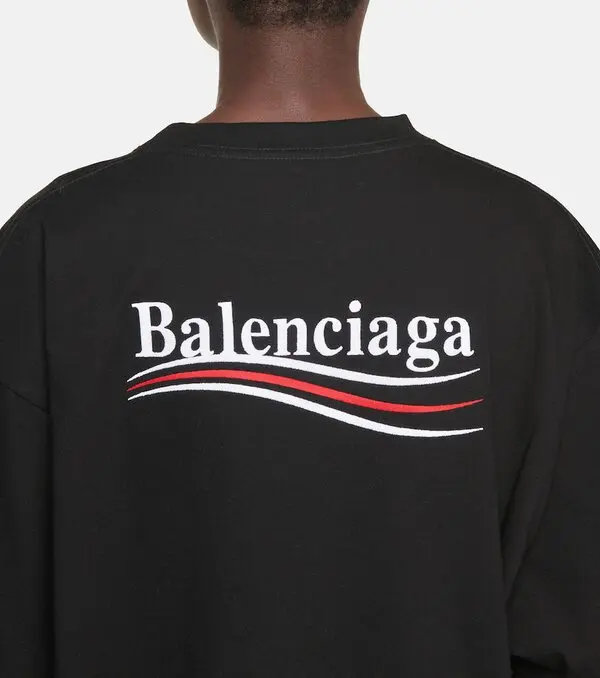 Balenciaga Logo Cotton T-shirt - Black