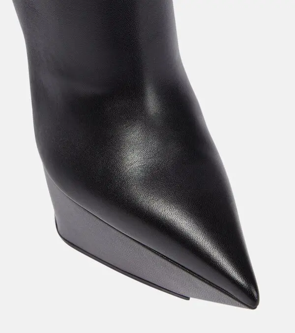 Amina Muaddi Yigit Leather Platform Ankle Boots