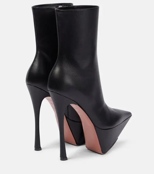 Amina Muaddi Yigit Leather Platform Ankle Boots