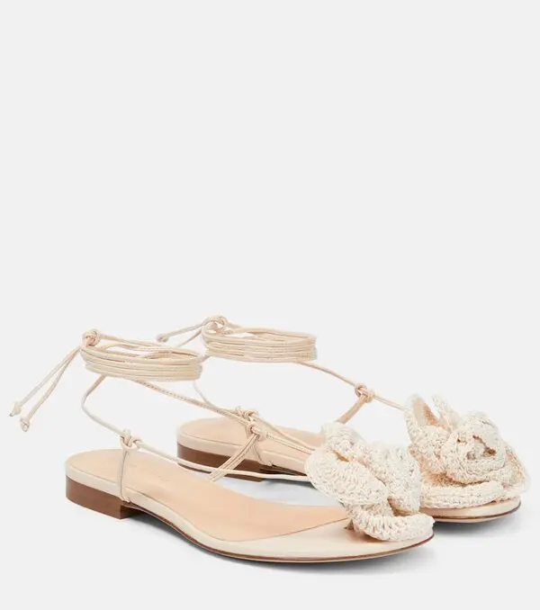 Magda Butrym Crochet And Leather Sandals - Beige