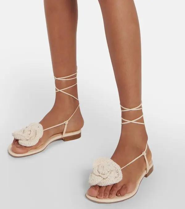 Magda Butrym Crochet And Leather Sandals - Beige