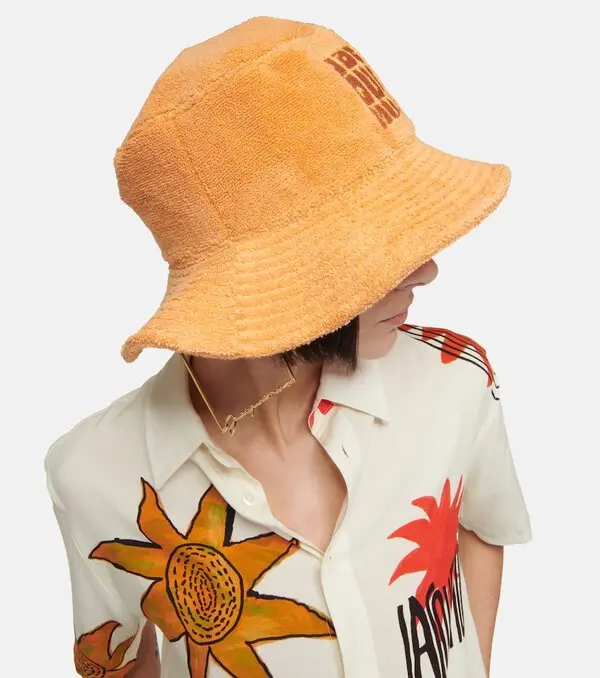 jacquemus 100% cotton Pink orange floral bucket hat JACQUEMUS - Le Bob Artichaut floral-print cotton bucket hat  main image 3