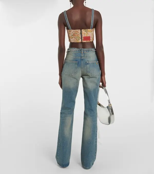 Alessandra Rich Floral Cropped Bustier Top