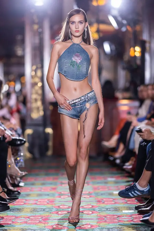 Alessandra Rich Floral Cropped Bustier Top