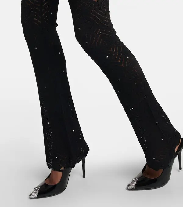 Alessandra Rich Embellished Flared Lace Pants