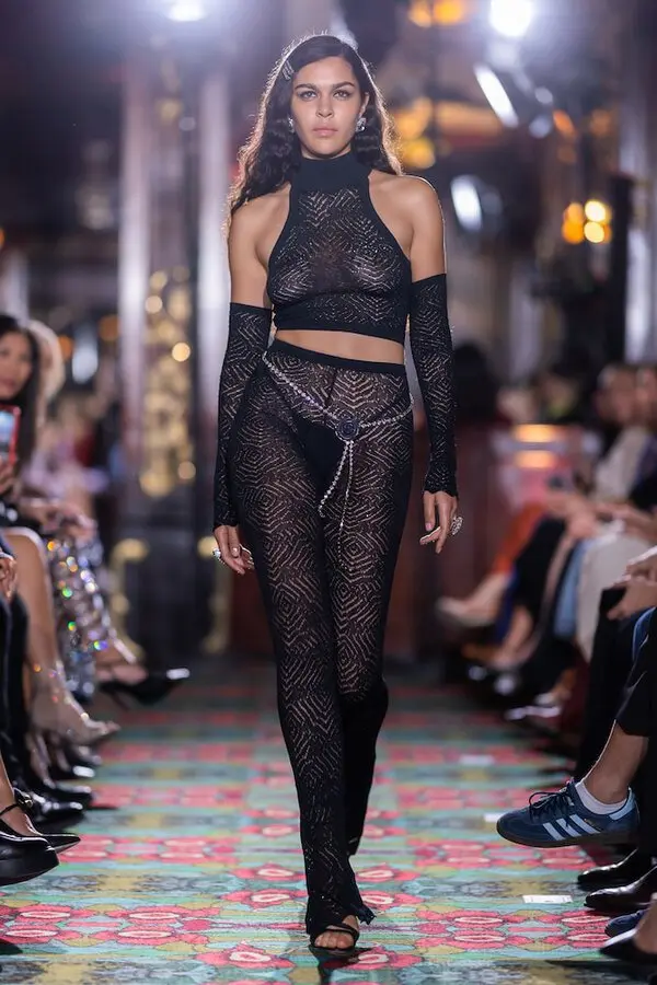 Alessandra Rich Embellished Flared Lace Pants