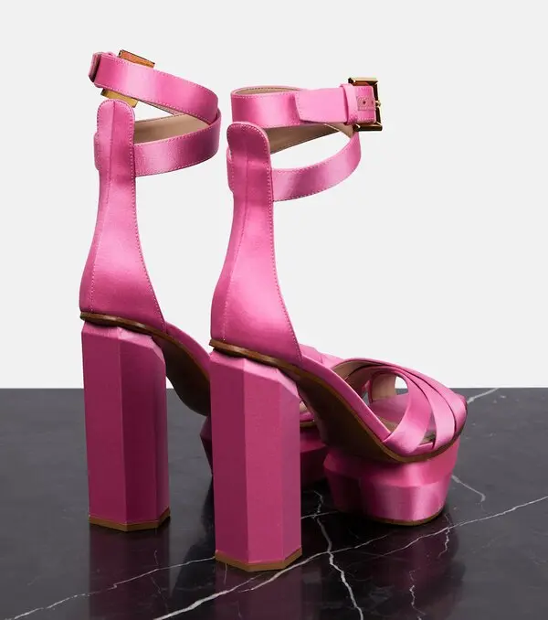 Balmain Ava Satin Platform Sandals