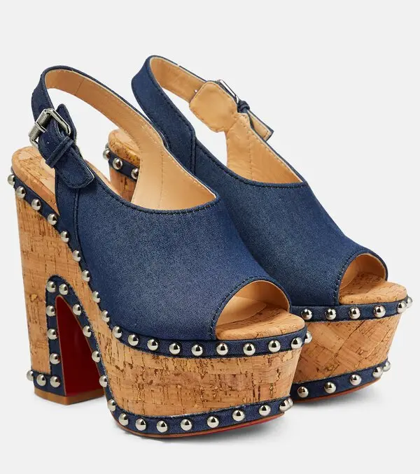 CHRISTIAN LOUBOUTIN Super Joan Platform Sandals - Blue