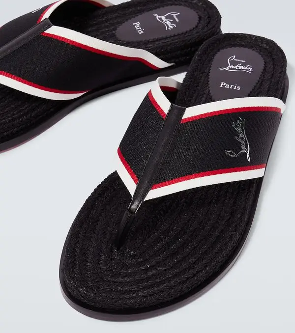 Christian Louboutin Hot Flip Slides in Multicolor Jute Christian Louboutin Hot Cross Grosgrain Sandal – Bluefly main image 2