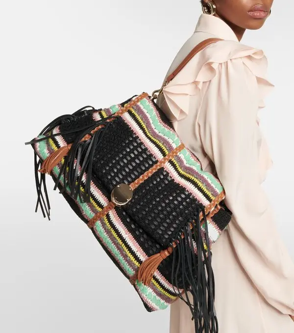 Chloé Penelope Large Leather-trimmed Shoulder Bag