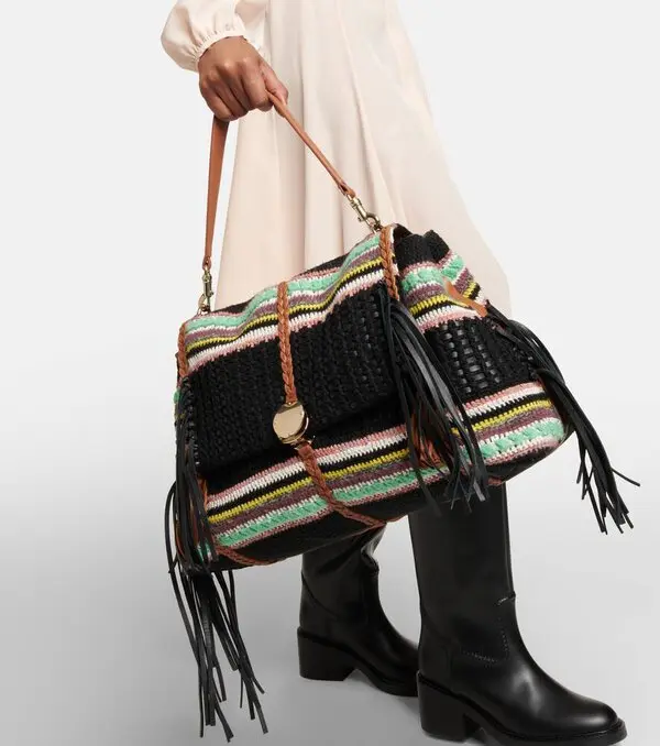 Chloé Penelope Large Leather-trimmed Shoulder Bag