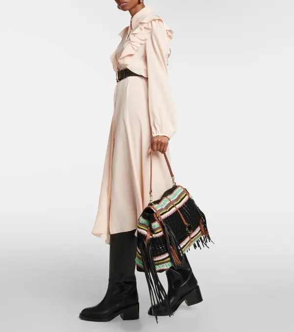 Chloé Penelope Large Leather-trimmed Shoulder Bag