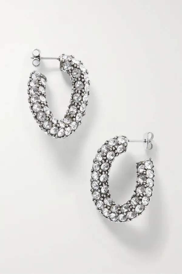 Isabel Marant Tone Crystal Hoop Earrings - Silver