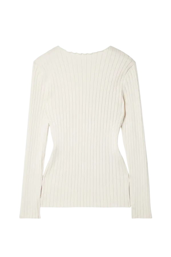 THE ROW Ash Open-back Ribbed Silk Sweater - White