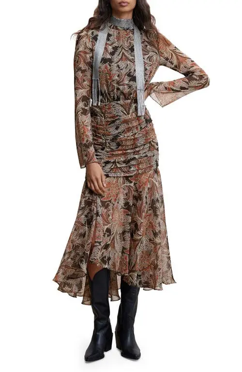 Mango Paisley Print Ruffle Dress