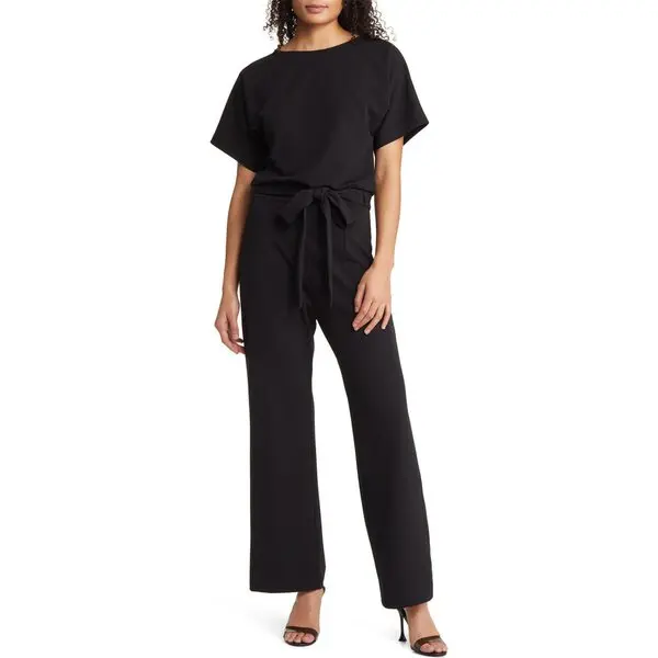 NIKKI LUND Alexandra Tie Waist Jumpsuit - Black