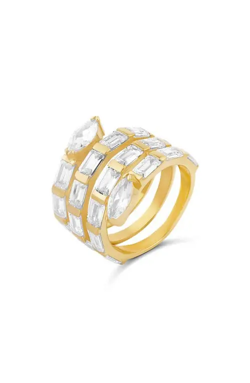 SHYMI Cubic Zirconia Swirl Bypass Ring - Gold/white