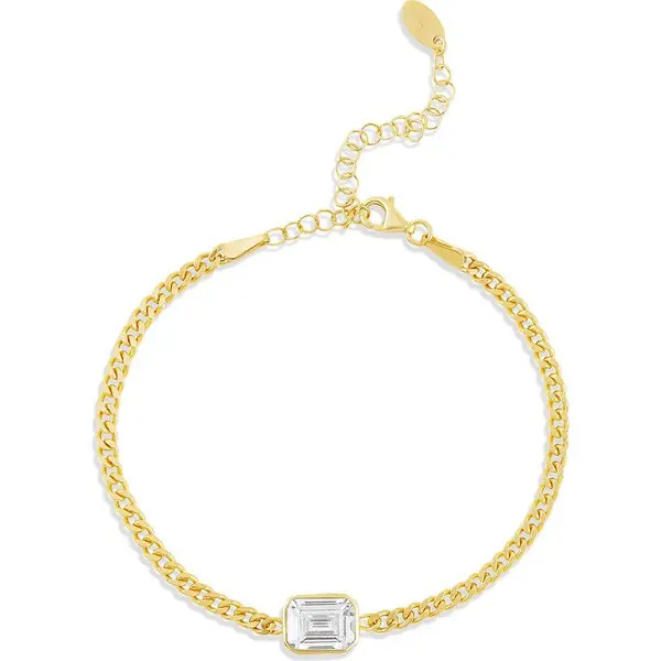 SHYMI Fancy Shape Zirconia Chain Bracelet - Gold/white/emerald Cut