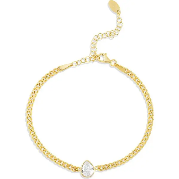 SHYMI Fancy Shape Zirconia Chain Bracelet - Gold/white/pear Cut