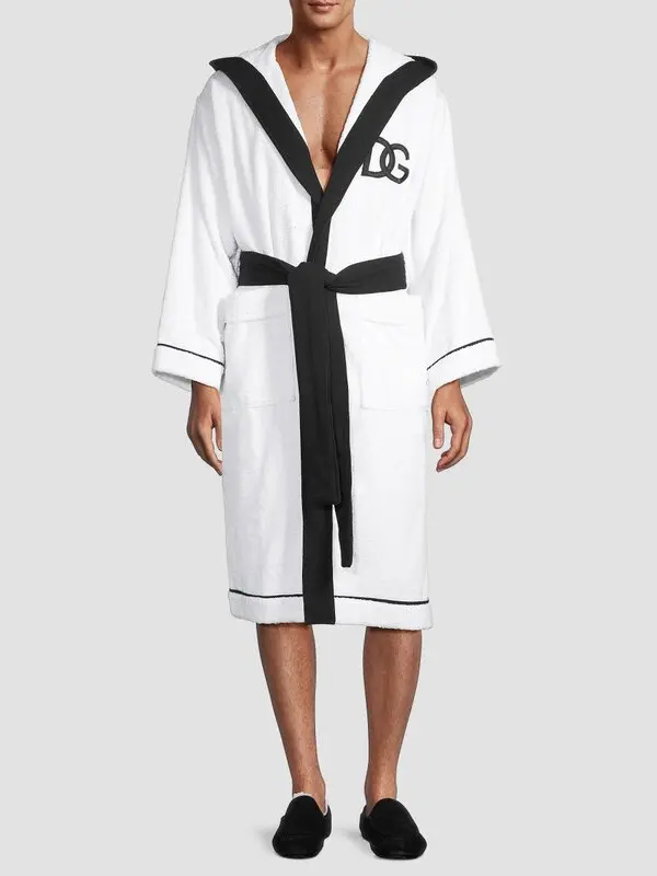Dolce & Gabbana Logo Embroidered Bathrobe