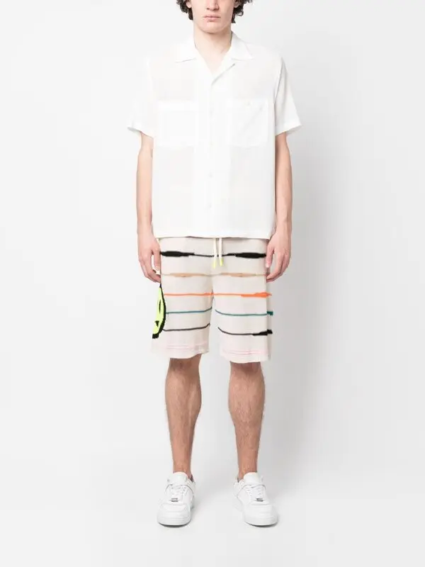 BARROW Intarsia-knit Logo Striped Shorts