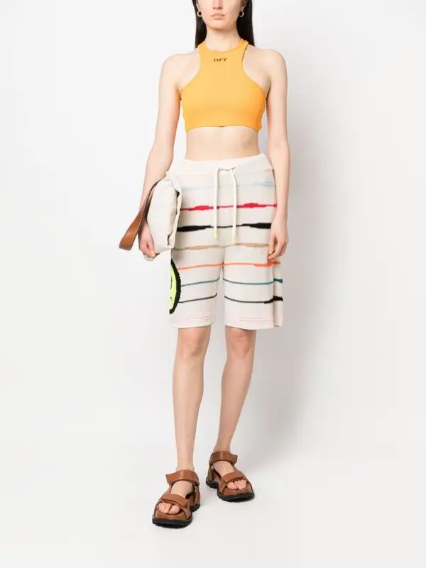BARROW Intarsia-knit Logo Striped Shorts