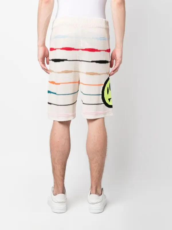 BARROW Intarsia-knit Logo Striped Shorts