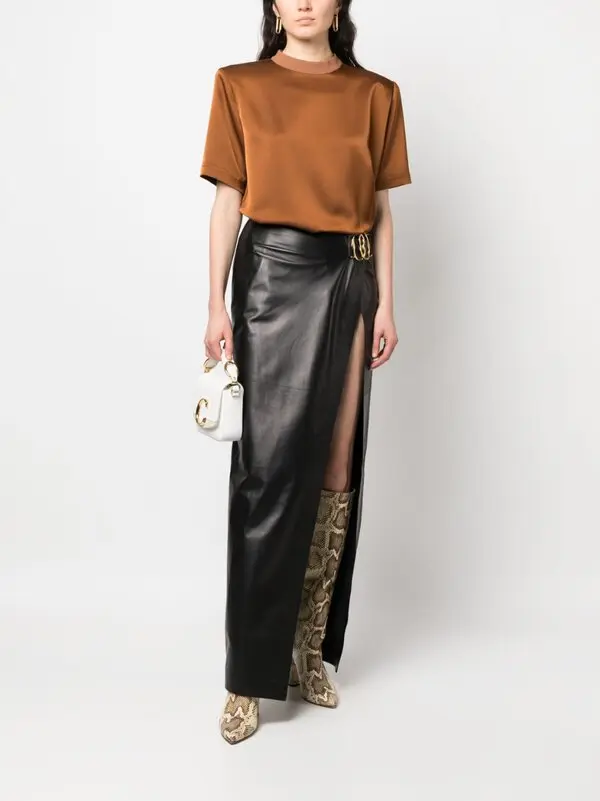 Bally Side-split Leather Skirt