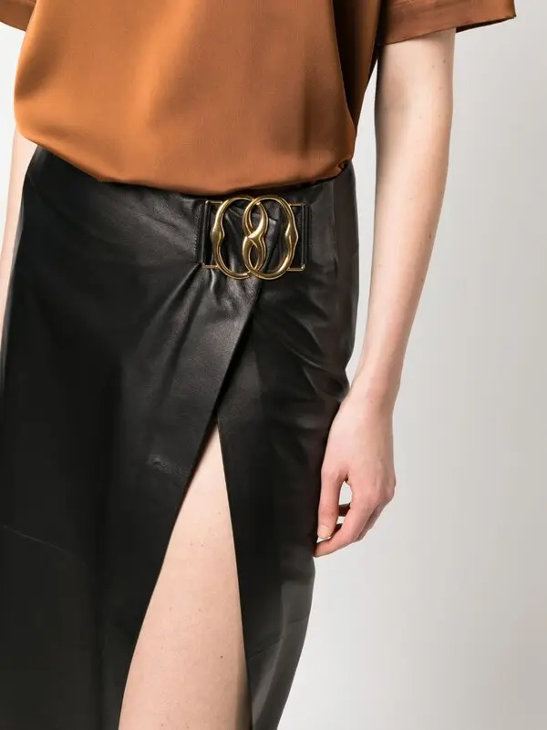 Bally Side-split Leather Skirt