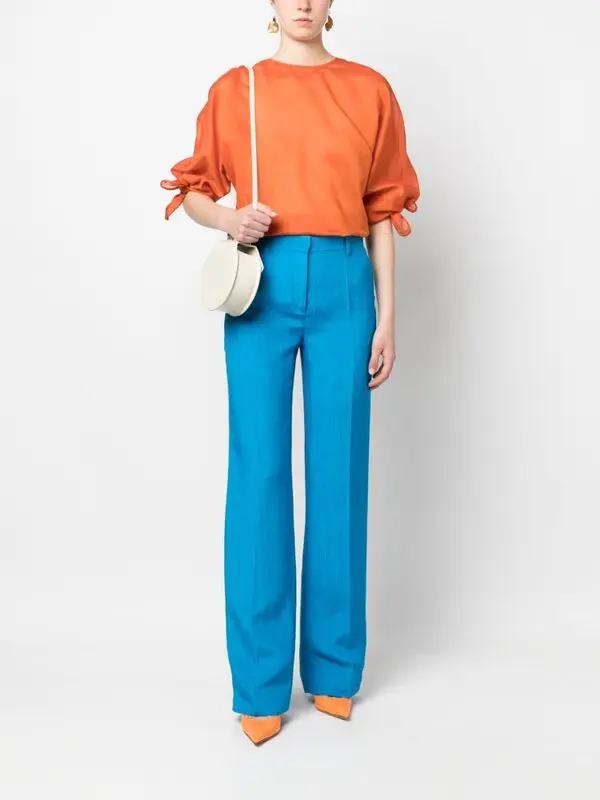 Alberta Ferretti V-back Long-sleeve Blouse