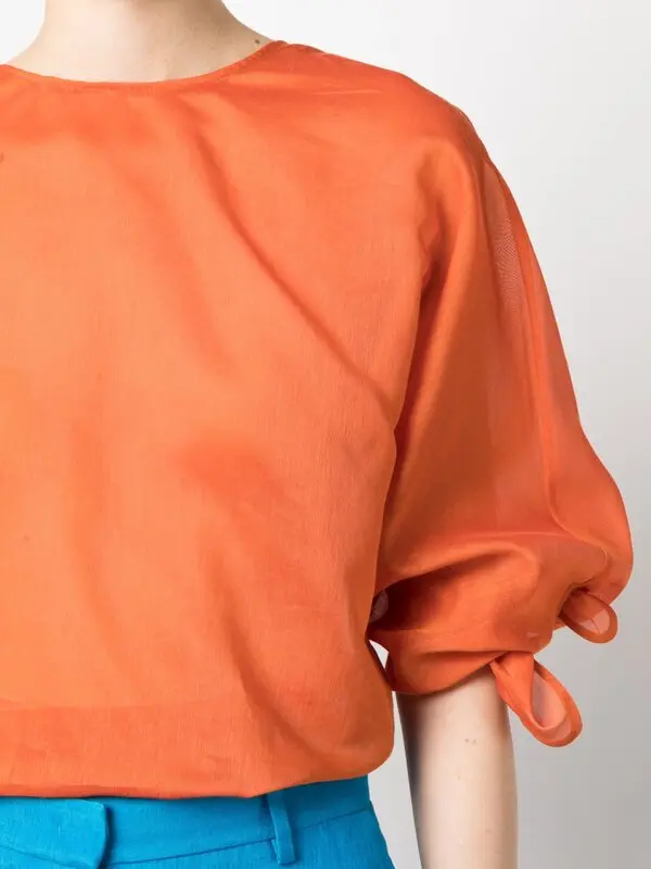 Alberta Ferretti V-back Long-sleeve Blouse