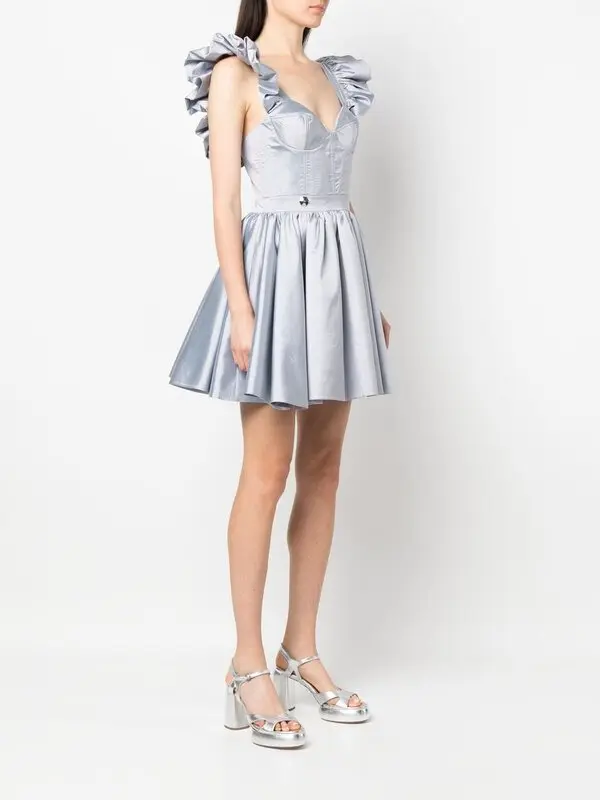Philipp Plein Silk Mini Dress With Ruffle Detail - Purple