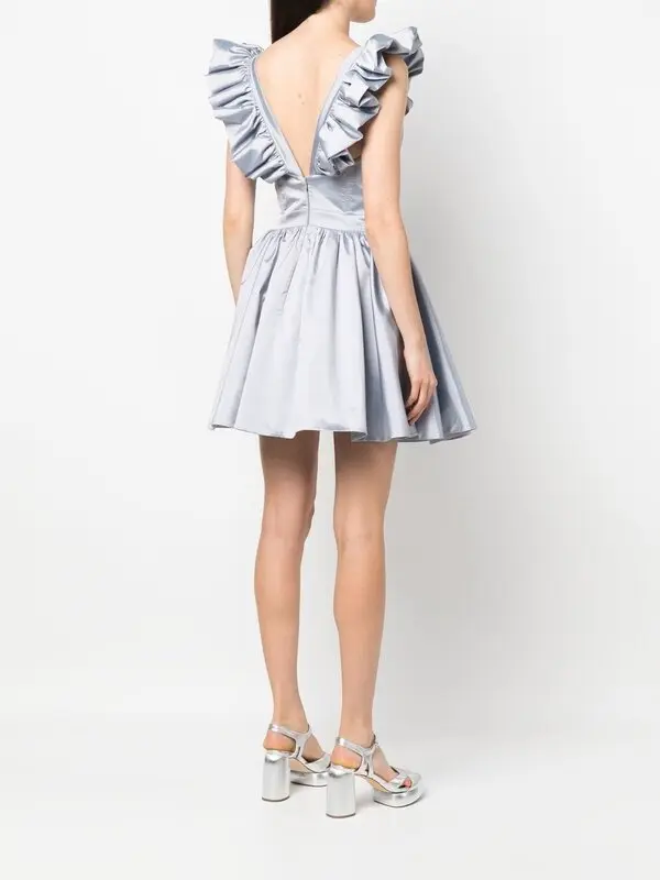 Philipp Plein Silk Mini Dress With Ruffle Detail - Purple