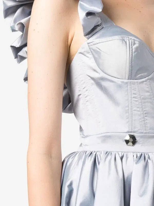 Philipp Plein Silk Mini Dress With Ruffle Detail - Purple