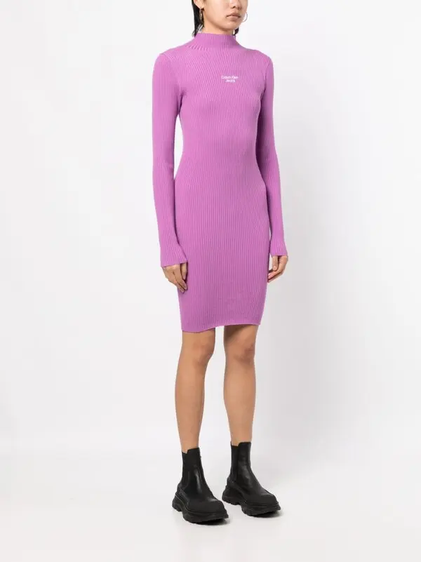 Calvin Klein Logo Bodycon Dress - Purple