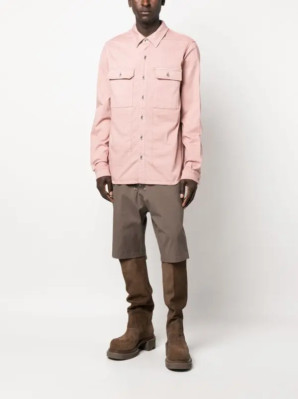 Rick Owens Cotton-blend Long-sleeved Overshirt - Pink
