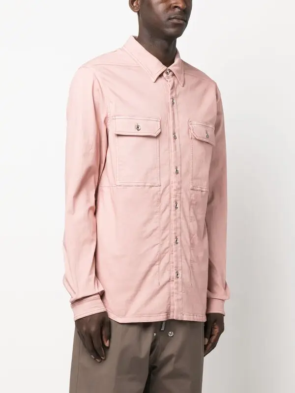 Rick Owens Cotton-blend Long-sleeved Overshirt - Pink