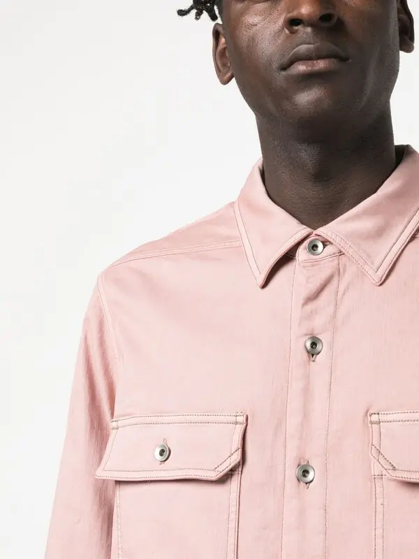 Rick Owens Cotton-blend Long-sleeved Overshirt - Pink