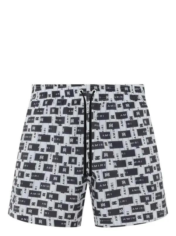 Amiri All-over Logo Print Swim Shorts - Black