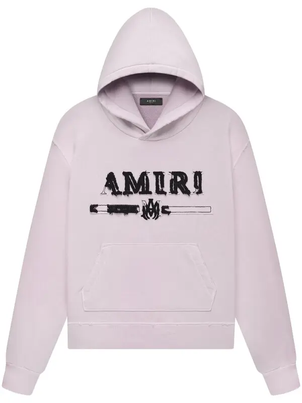Amiri Logo Embellished Cotton Hoodie - Pink