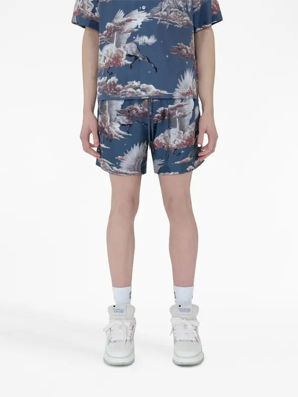 Amiri Graphic-print Pyjama Shorts - Blue