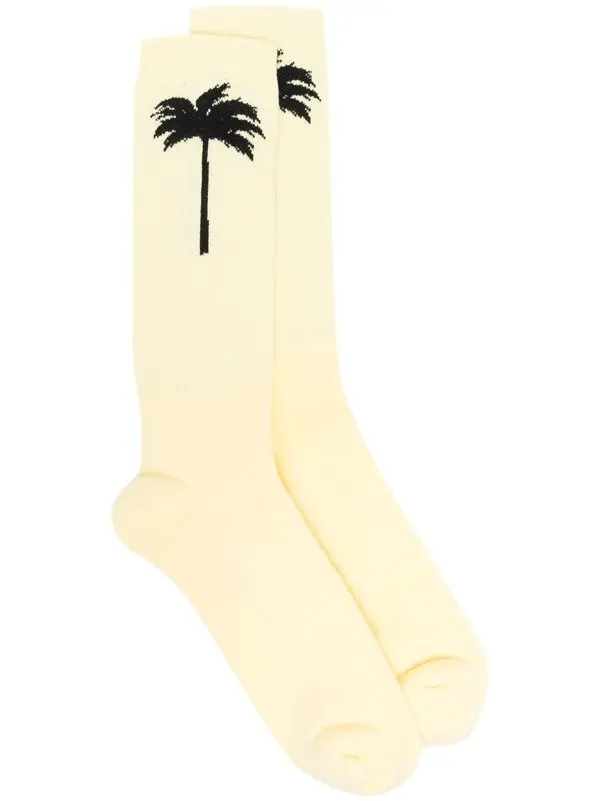 Palm Angels Intarsia-knit Ankle Socks - Yellow