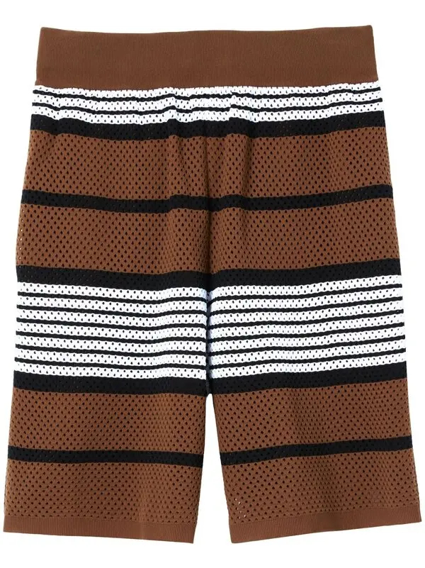 Burberry Perforated Striped Bermuda Shorts - Brown