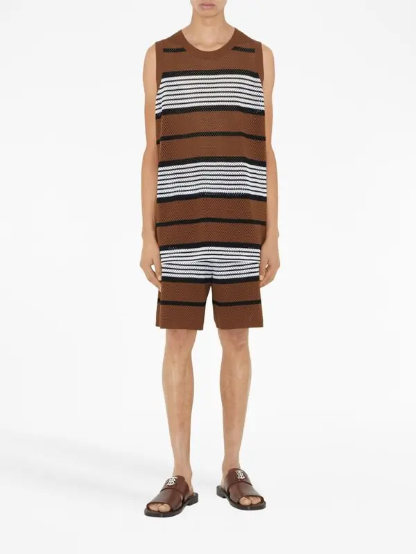 Burberry Perforated Striped Bermuda Shorts