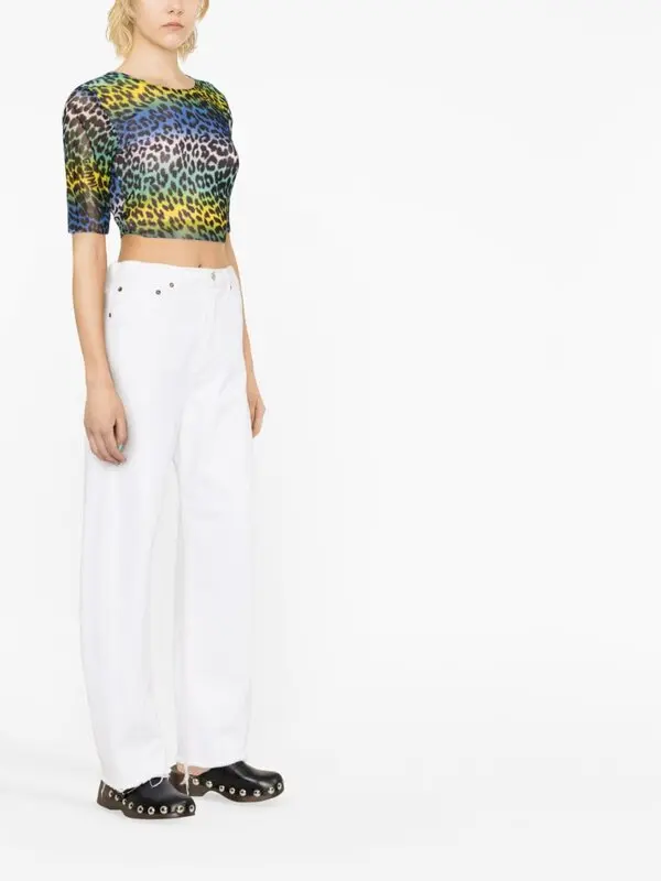 GANNI Leopard-print Crop T-shirt