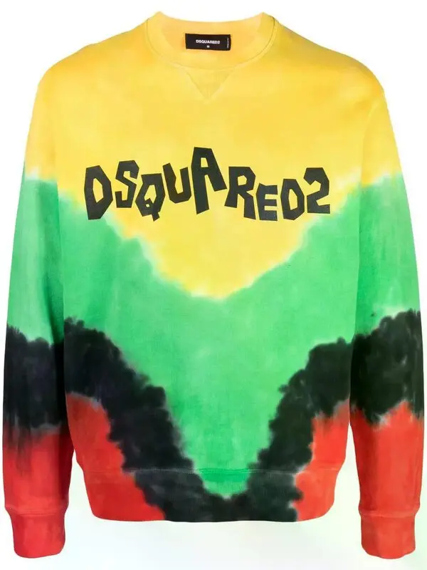 Dsquared2 Logo-print Tie-dye Cotton Sweatshirt - Green