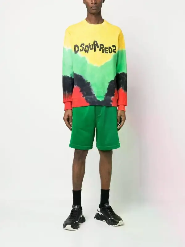 Dsquared2 Logo-print Tie-dye Cotton Sweatshirt - Green