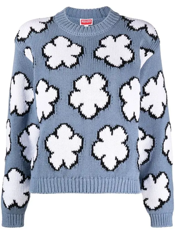 Kenzo Boke Flower Intarsia-knit Jumper - Blue