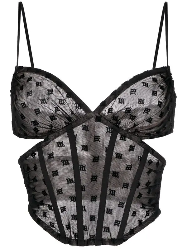 MISBHV Mesh Monogram Corset Top