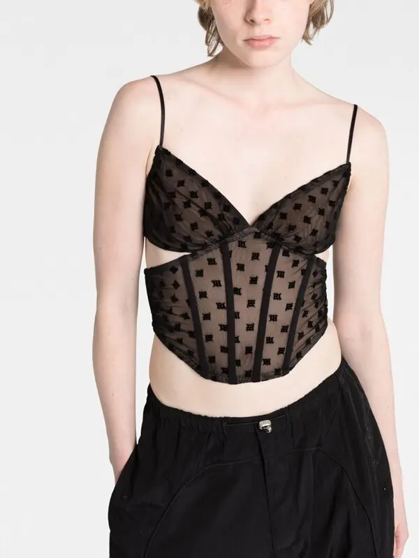 MISBHV Mesh Monogram Corset Top